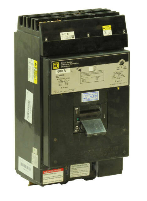 Square D LC36600 3 Pole 600 Amp 600V Thermal Magnetic Circuit Breaker ...