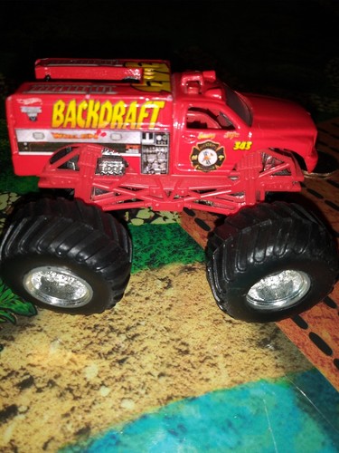 Hot Wheels Monster Jam Truck BACKDRAFT FIRE ENGINE 1/64 Rare | eBay