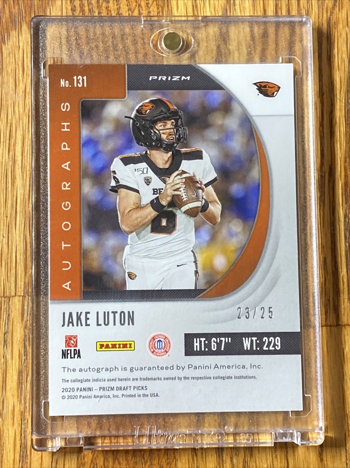 Jake Luton 2020 Panini Prizm Blue Camo Refractor Auto 23/25! Jaguars Qb ...