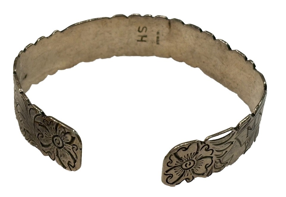 NAVAJO Herman Smith - 20g Sterling Silver - Cuff Bracelet Signed HS ...