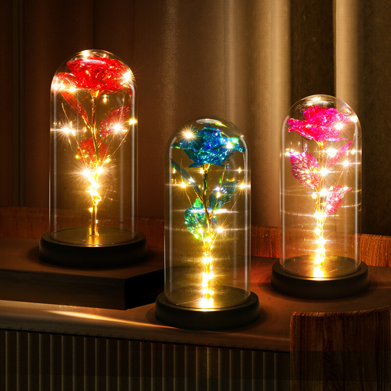 Rose LED Light Glass Gifts for Mom Wife Women Her Christmas Girlfriend ...