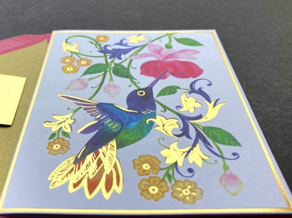 *ONE* Blue Hummingbird Blank Note Card Floral Bird NIQUEA.D Schurman ...