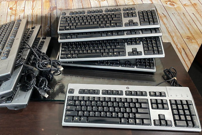 (12) HP KUS0133 Keyboard USB Silver Desktop Smart Card Terminal 434822 ...