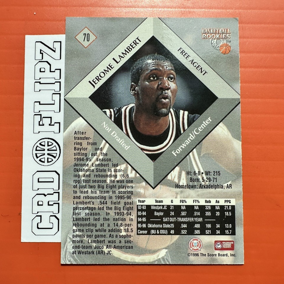 1996-97 Score Board Rookies Jerome Lambert Oklahoma State Cowboys #70 ...