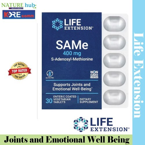 Life Extension, SAMe, S-Adenosyl-Methionine 400 mg 30 Enteric ...