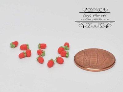Dollhouse Miniature Set of 12 Small Red Strawberries BD P011 | eBay