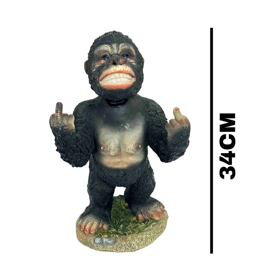 34cm Bobble Head Cheeky Rude Finger Gorilla Garden Ornament Figurine ...
