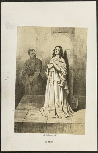 1850ca - Portrait of Agnes of Rome or Saint Agnes - Antique Lithograph ...