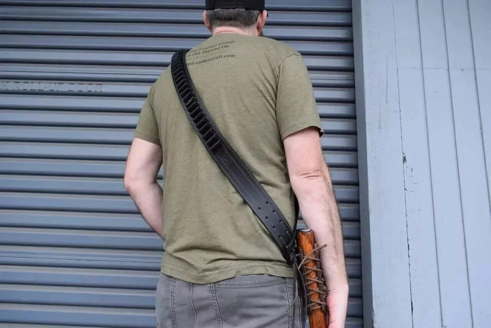 60 round leather Bandolier Cartridge belt bullet Bandolier Fast ...