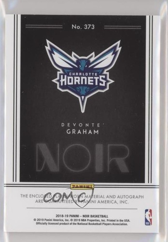 2018-19 Panini Noir Color /99 Devonte' Graham #373 RPA Rookie Patch ...