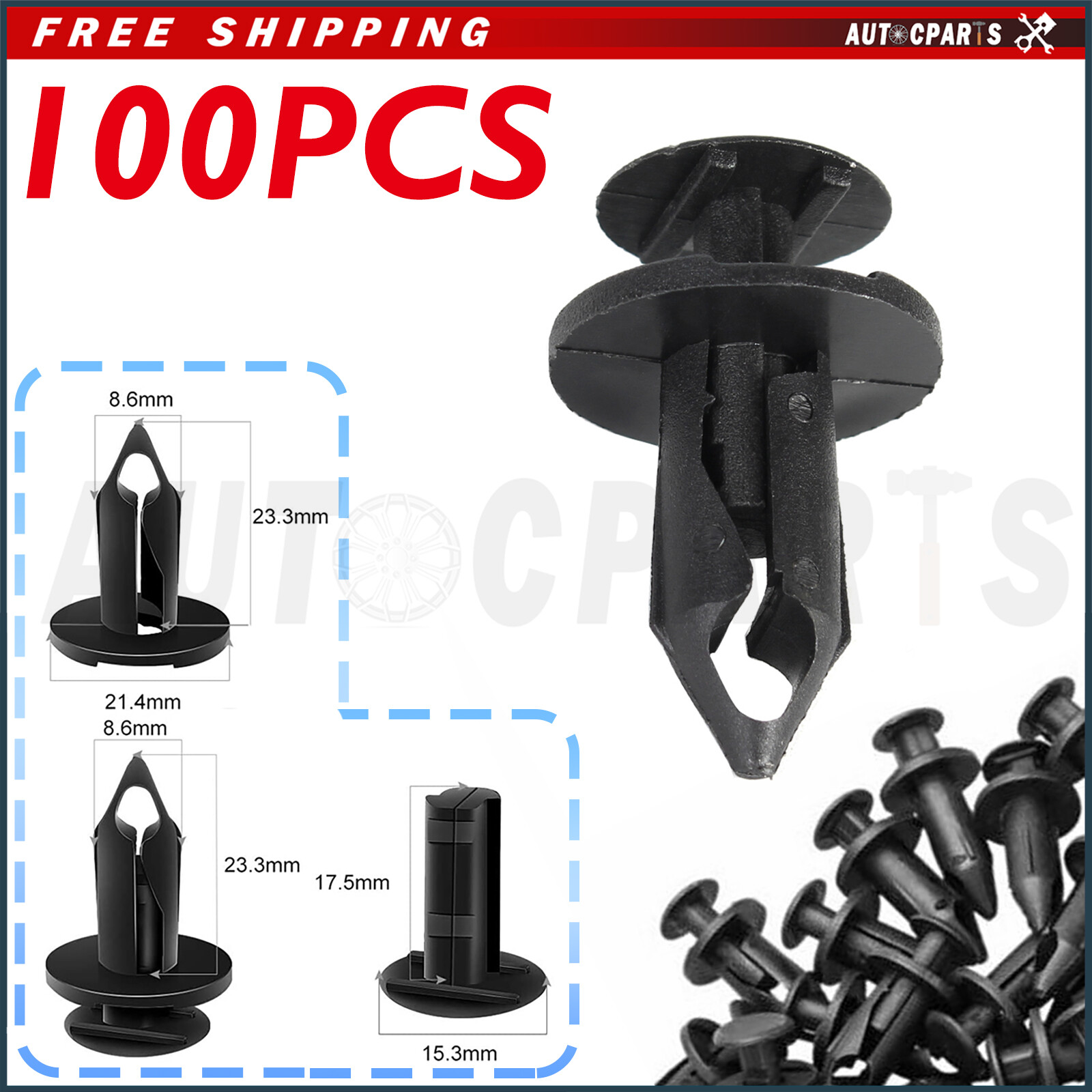 100pcs Retainer Fastener Rivets Clips for Ford N807389S 1039463 F-150 ...