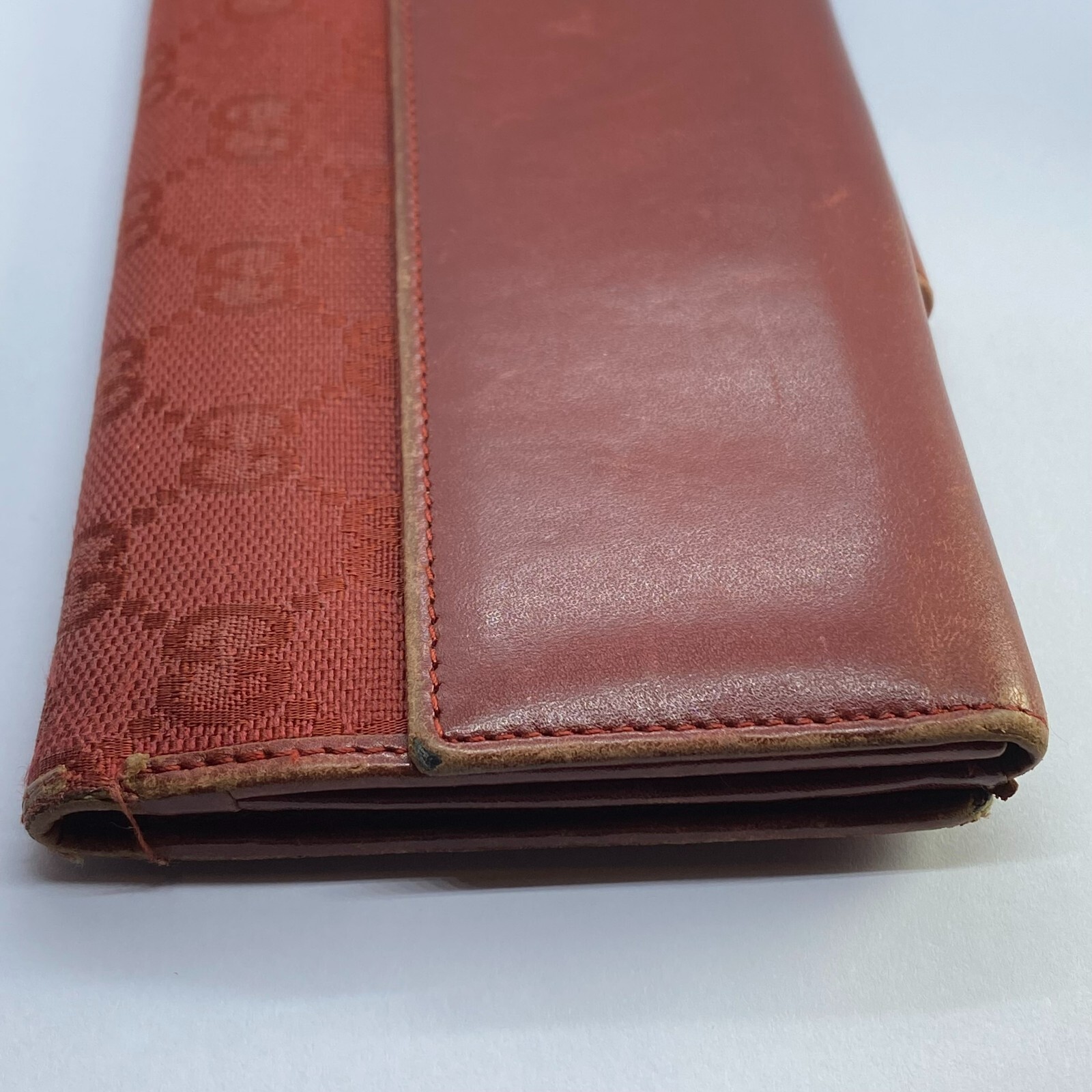 Authentic GUCCI Red Canvas & Leather Long Slim Wallet / Checkbook ...