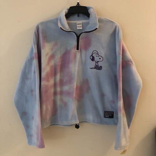 Peanuts Girls Jacket Snoopy Cool Joe Fleece Zip up Pink and Blue 3/4 ...