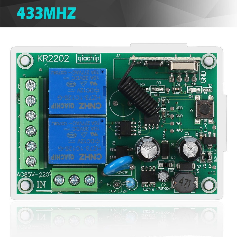 2 CH Garage Door Remote Control Switch Relay Wireless Transmitter ...