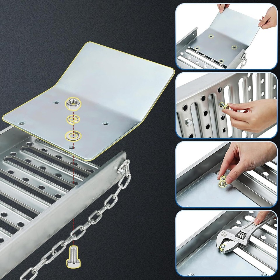 2PCS 72"L x 9"W Foldable Ramps Folds into 3 Section Loading Ramp 1000lb ...