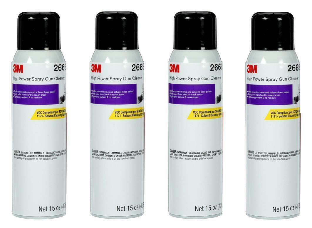 4 CANS OF 3M 26689 SPRAY GUN CLEANER SOLVENT & H2O BASE CLEANER (15OZ ...