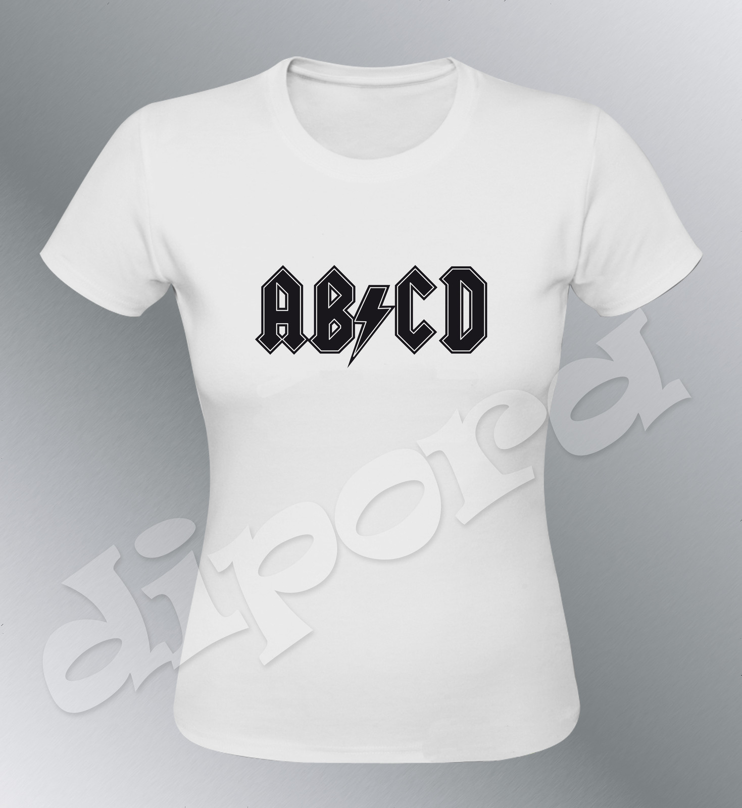 T-Shirt Customised Abcd S M L XL Woman Humor Acdc Ac-Dc Logo Diverted ...