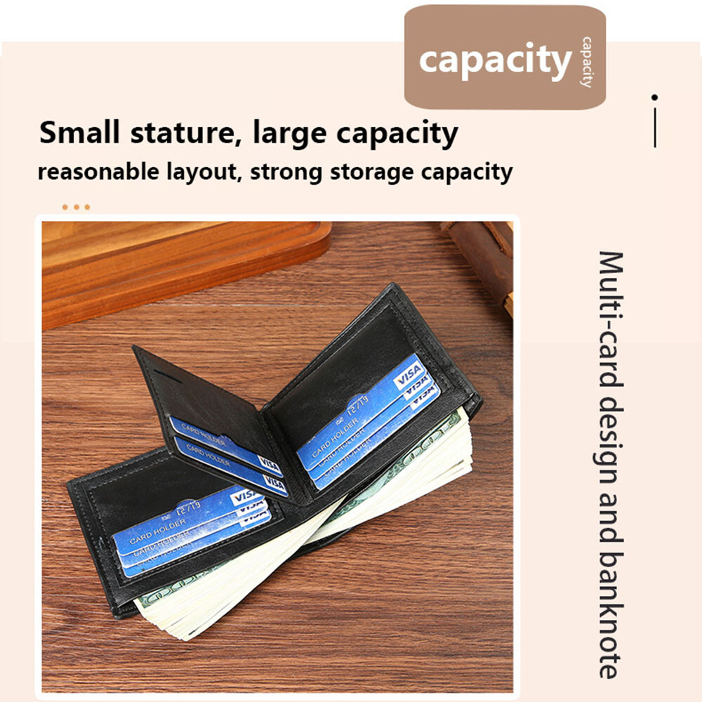 PU Leather Men Short Wallet Multi Card Slot Card Holder Money Clip Cash ...