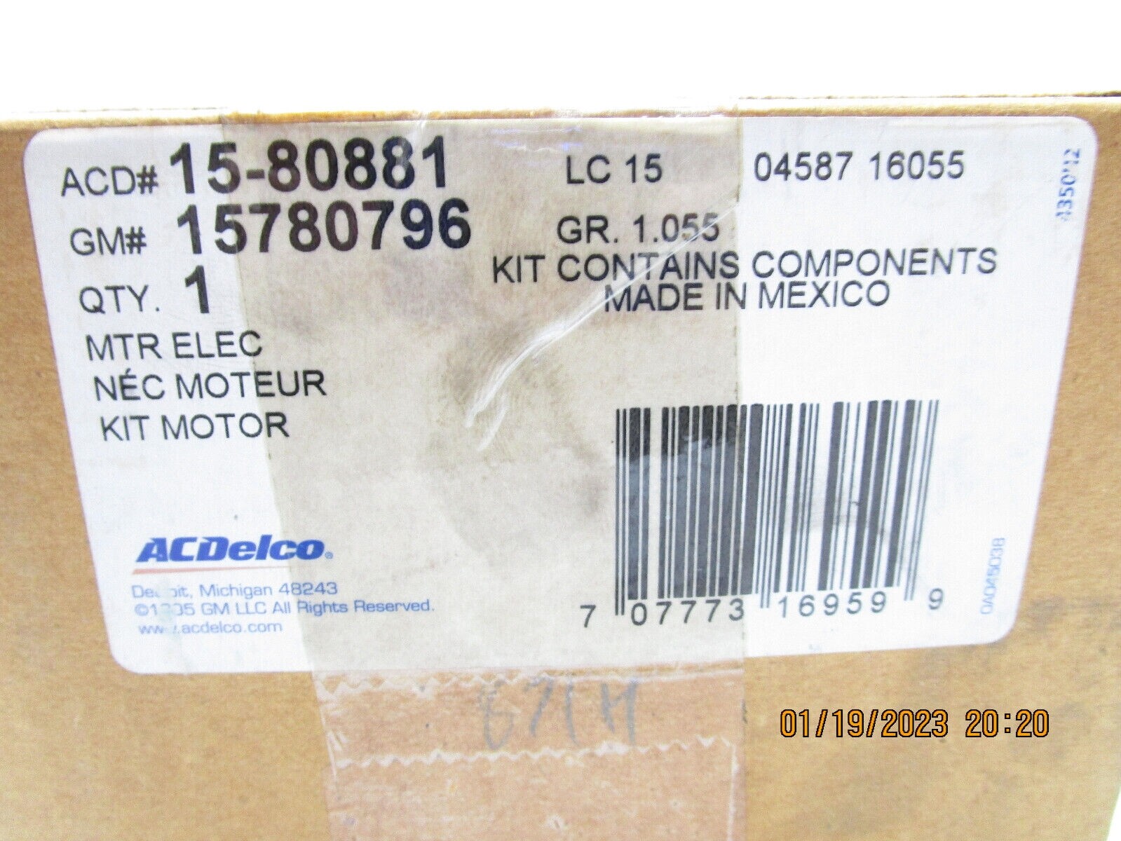 Engine Cooling Fan Motor ACDelco 15-80881 for sale online | eBay