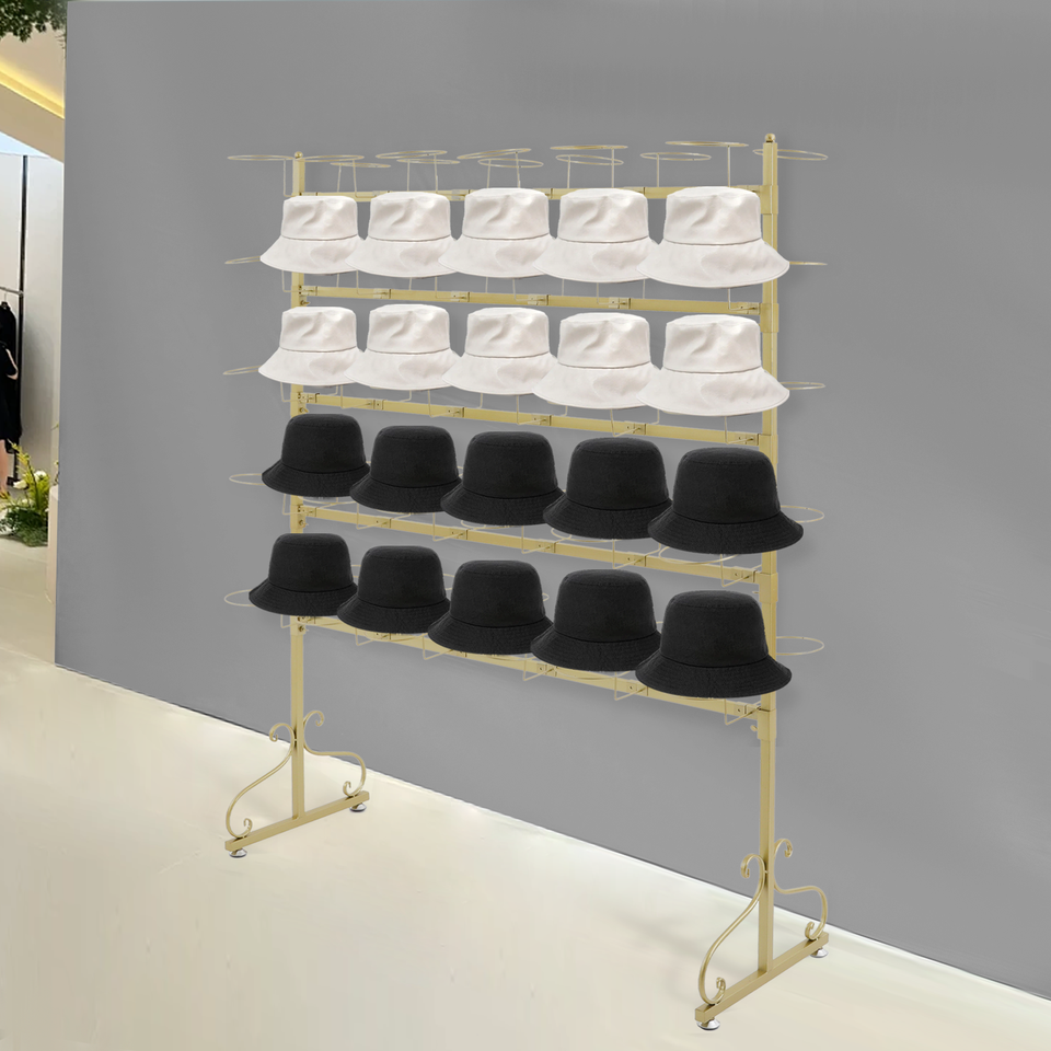 5 Tier Hat Display Rack Free Standing Metal Caps Headwear Stand 60Hats ...