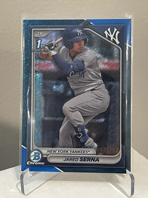 JARED SERNA 2024 Bowman Chrome 1st Prospect Card Yankees BLUE SHIMMER ...