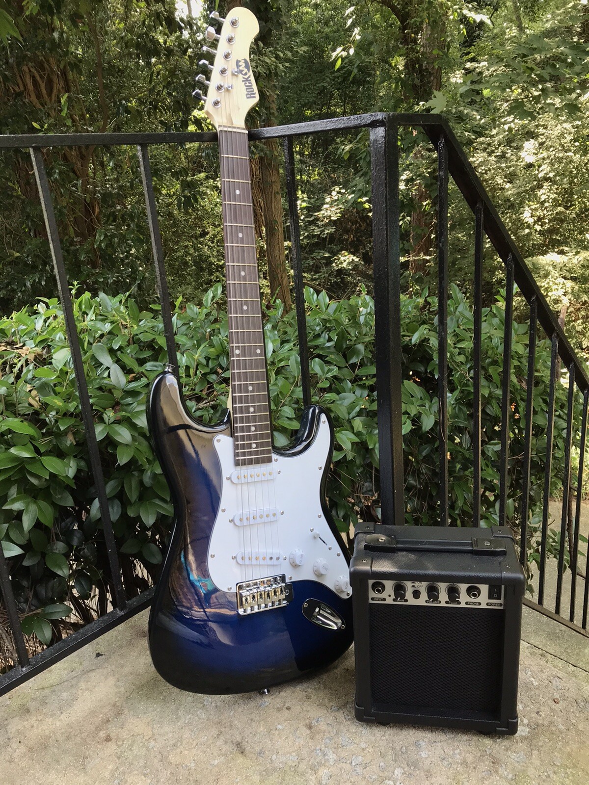 Blue Electric Guitar + Amp | eBay