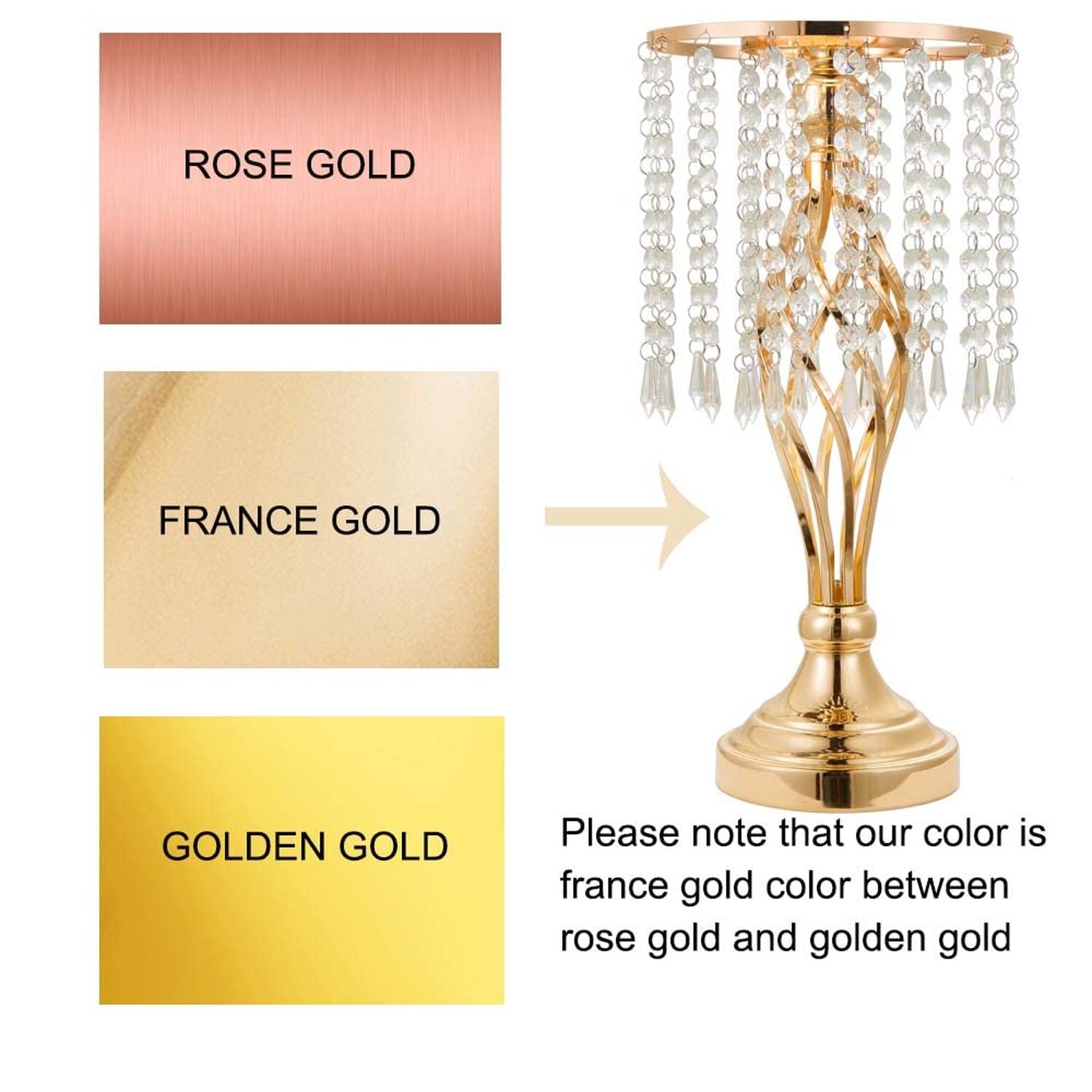 10pcs 16.14Inch Wedding Gold Flower Centerpieces Crystal Metal Flower ...