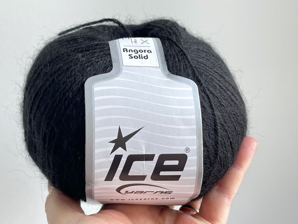 Black Angora Solid 77621 Ice Yarns Acrylic Angora Wool Blend 100gram ...