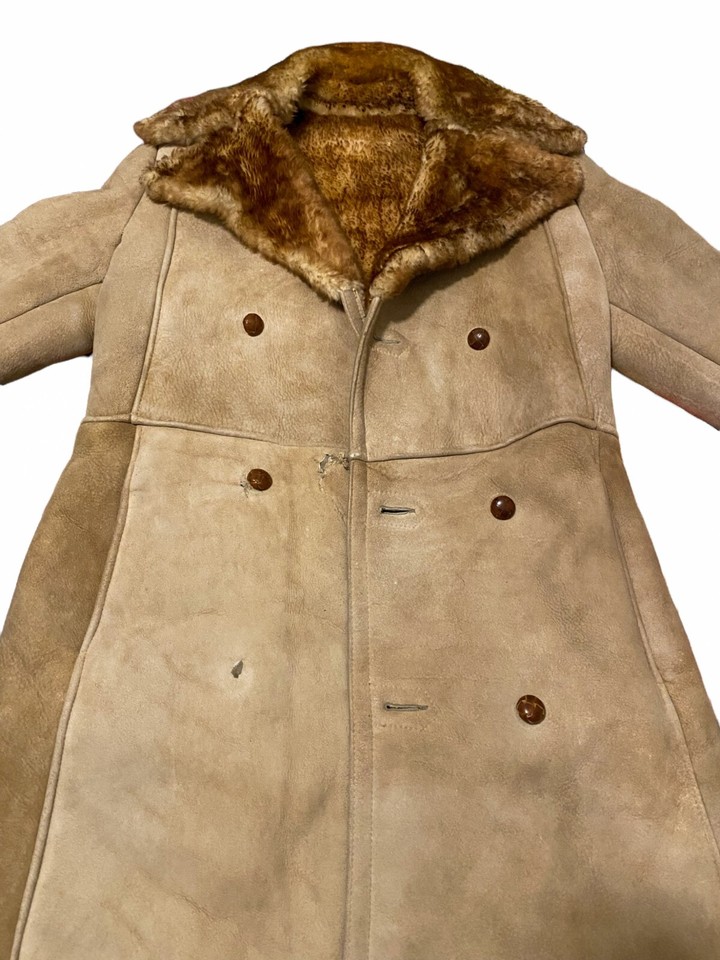 Vintage Shearling Wool Sable Coat Jacket with Faux Fur Lining | Size 36 ...