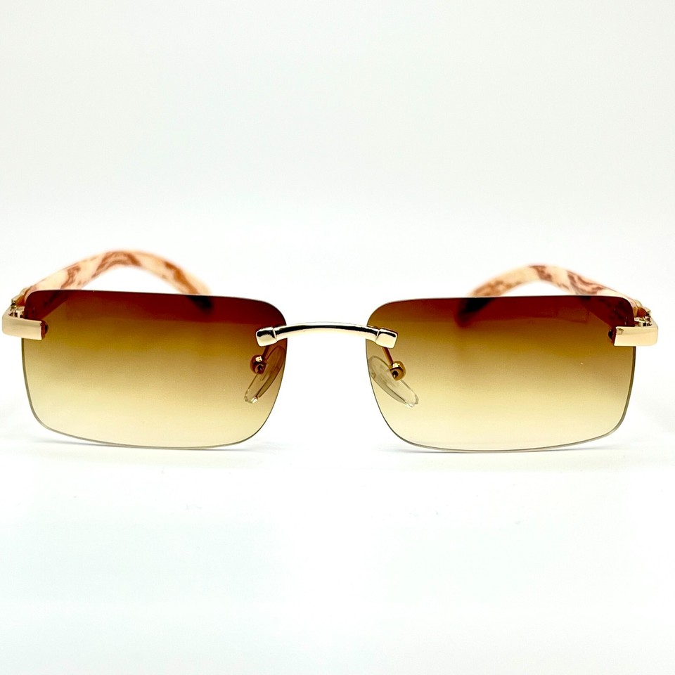 Mens CLASSY Style Wood Buffs Vintage Square Style Clear Marble Lens Eye ...