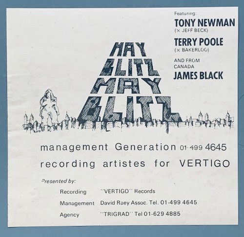 MAY BLITZ vintage 1970 UK ADVERT DEBUT Vertigo Records | eBay