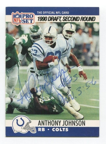 1990 NFL Pro Set Draft Anthony Johnson Signed Card Football Autograph ...