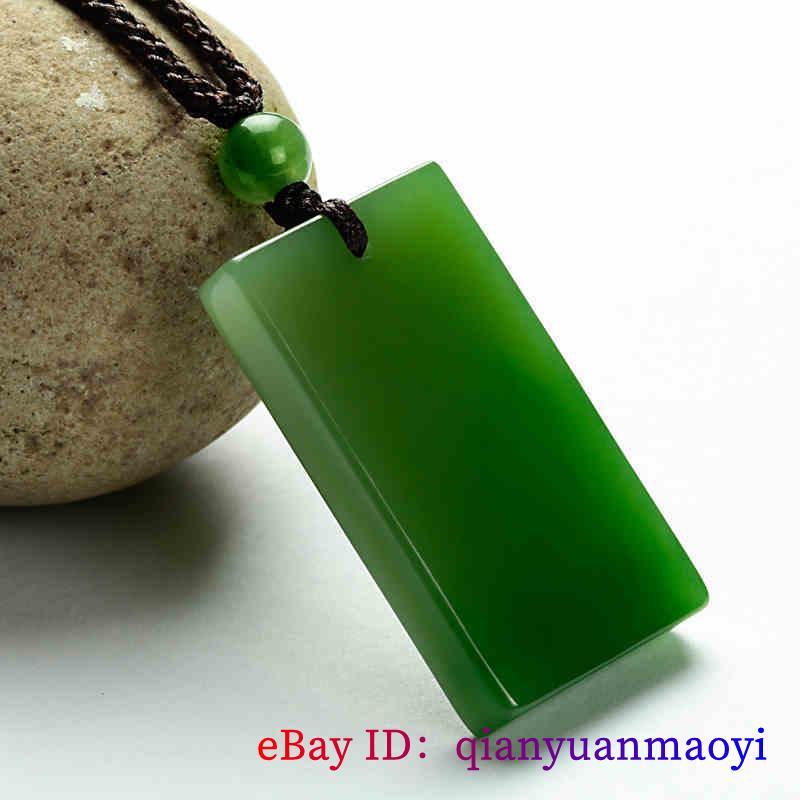 Jade Cuboid Pendant Jewelry Natural Necklace Green Real Gifts for Women ...