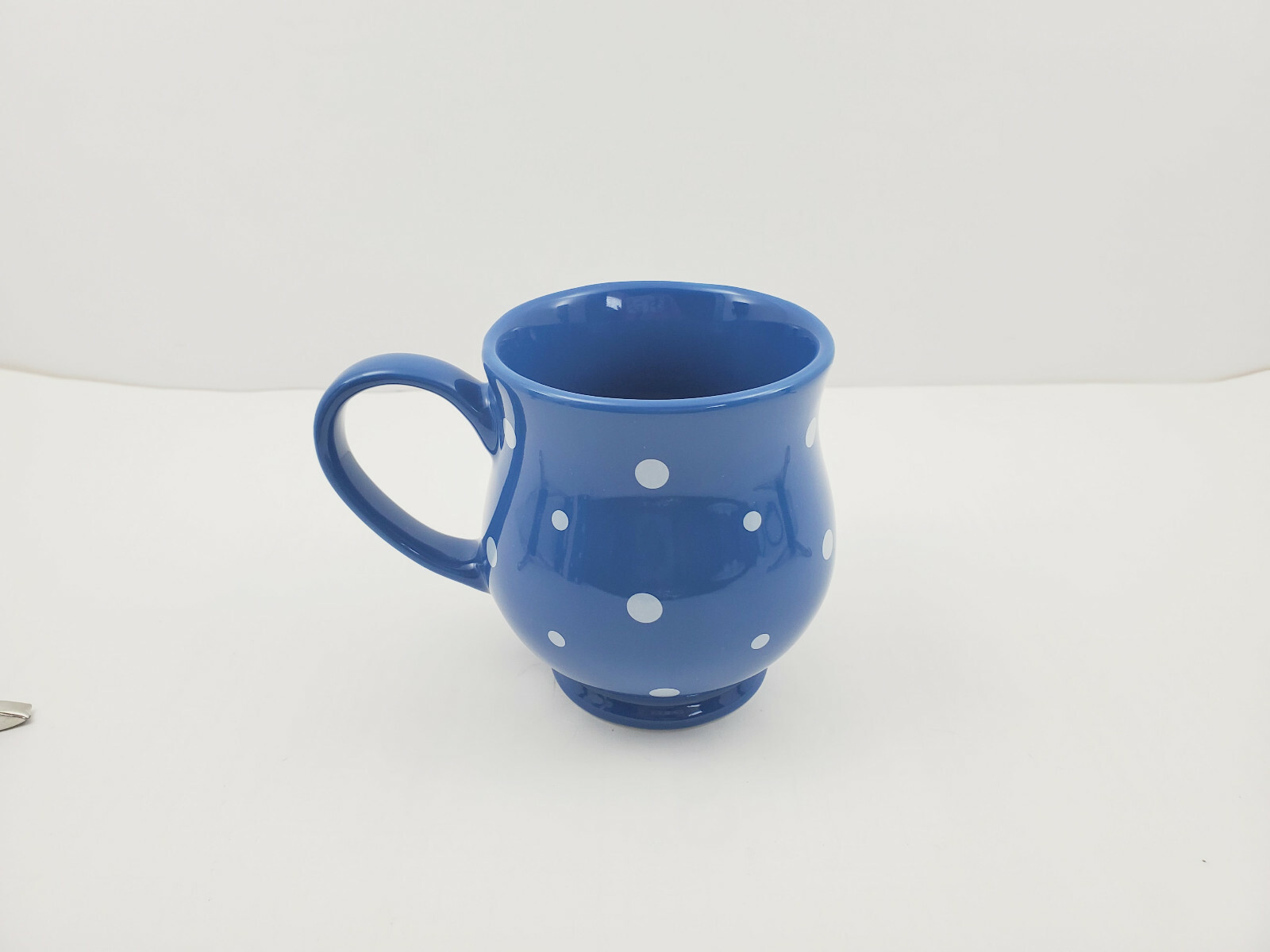 TEMPTATIONS BY TARA Blue 16 oz Coffee Mug White Polka Dots Gift Box NEW ...