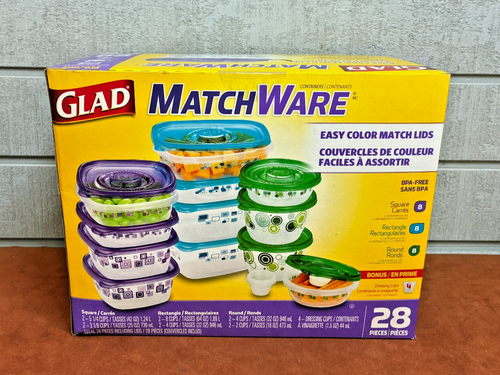 GLAD MatchWare 28 Piece Food Storage Containers ~ Easy Color Match Lids ...