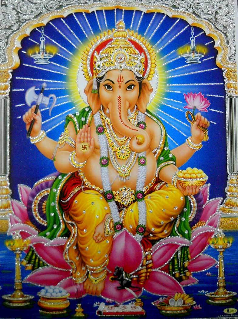 Indian God Ganesha Hindu God Lord Ganesha Picture Print (5.75 X 7.75