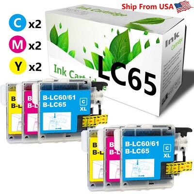 (6-Pack,2C2M2Y) LC65 Ink Cartridge LC-65 for MFC-790CW 795CW Printers ...