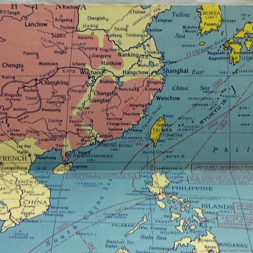 Vintage 1940's Rand McNally Battle Map of the Pacific Europe & the ...