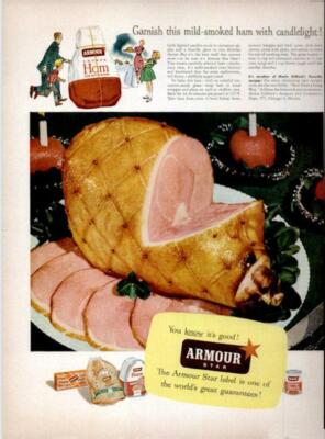 1952 Armour Star Ham PRINT AD Ham Plate Presentation | eBay