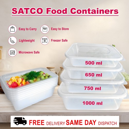 Satco Clear Plastic Food Containers With Airtight Lids Microwave ...