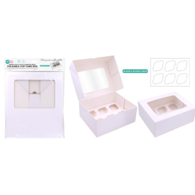 White Cardboard 6 Slot Cupcake Box w/ Window Party Wedding Gift ...