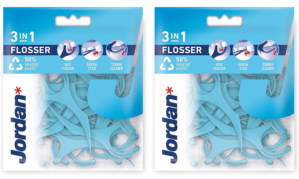 2 x JORDAN EASY FLOSSER 3in1 Tooth Floss Toothpicks Tongue Cleanser 36 ...