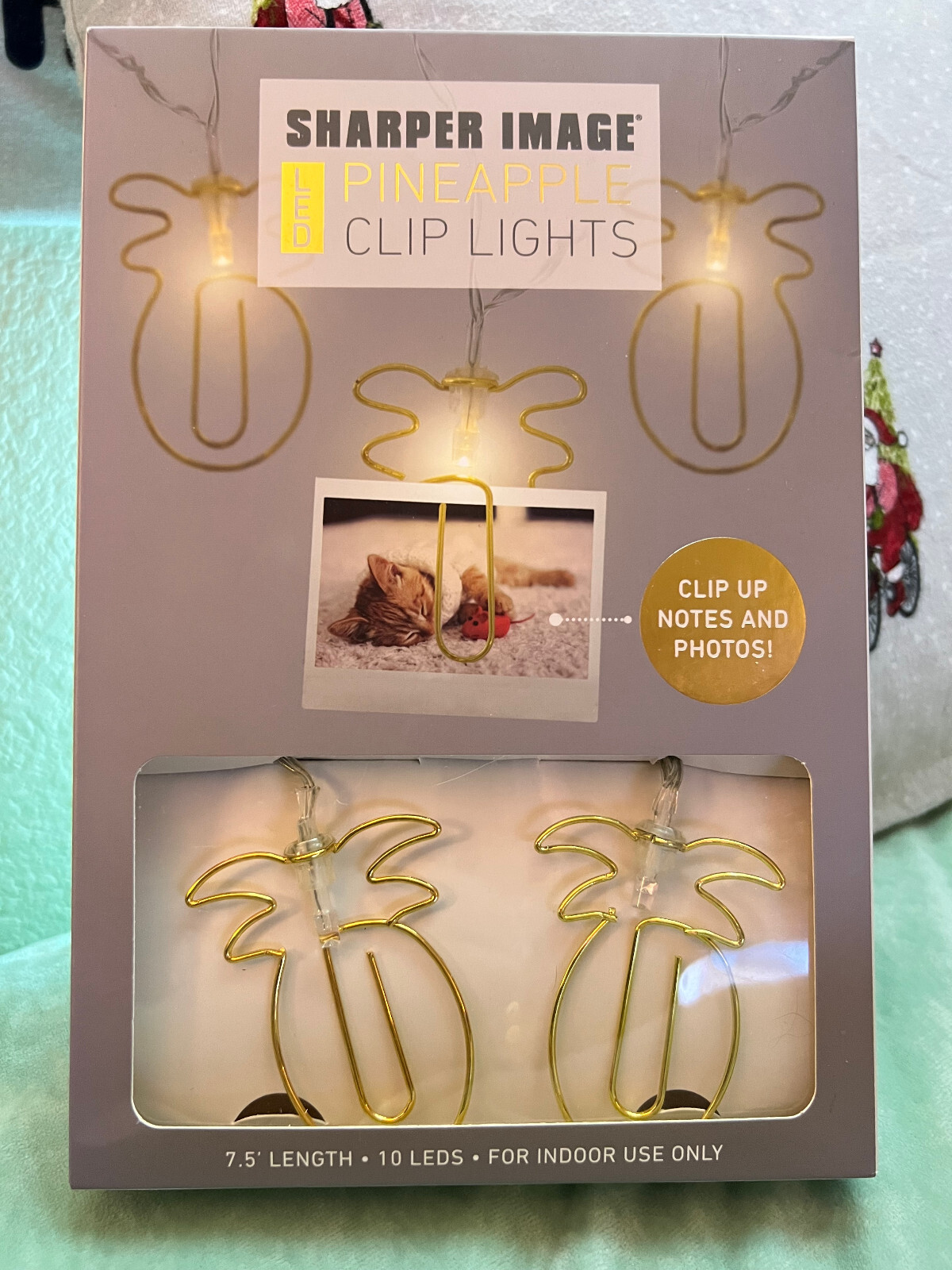 10 Sharper Image LED Pineapple Clip Light Photo Gold Metal NIB 7.5 ft ...