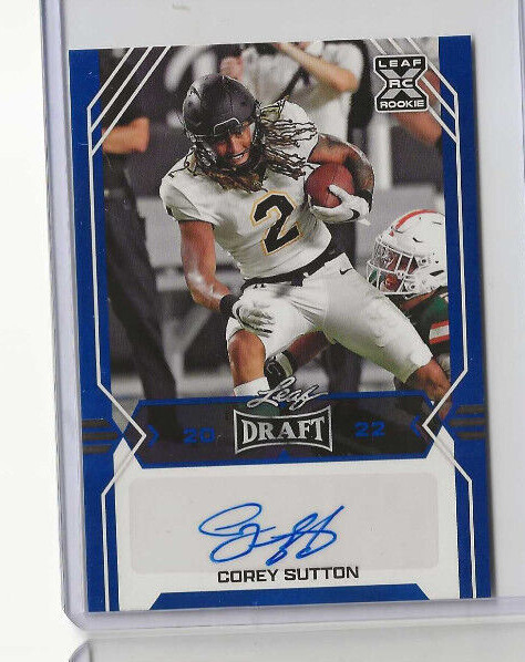 2022 COREY SUTTON LEAF DRAFT AUTO BLUE PARALLEL ROOKIE SP HOT NEW LSU ...