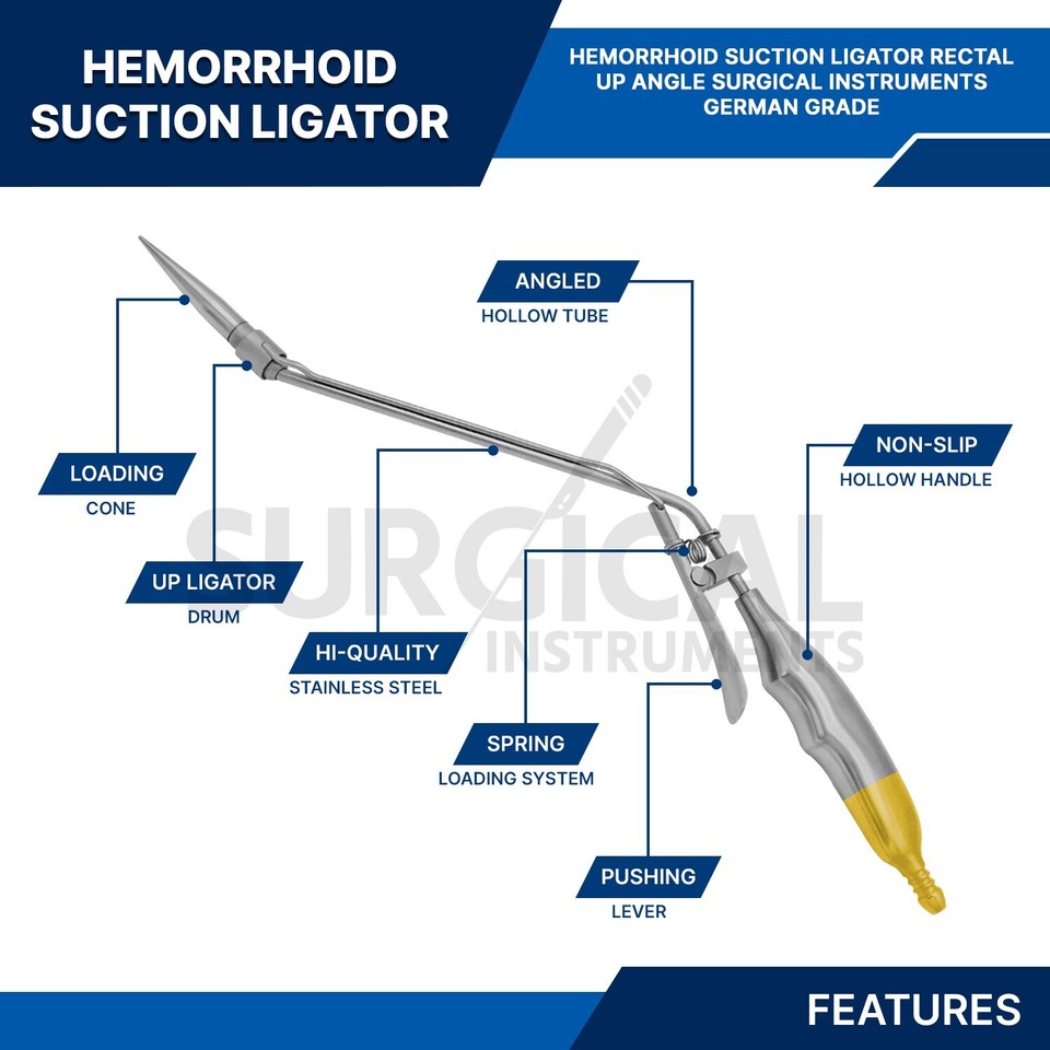 Hemorrhoid Suction Ligator Up Angle With 100 Latex Bands Surgical ...
