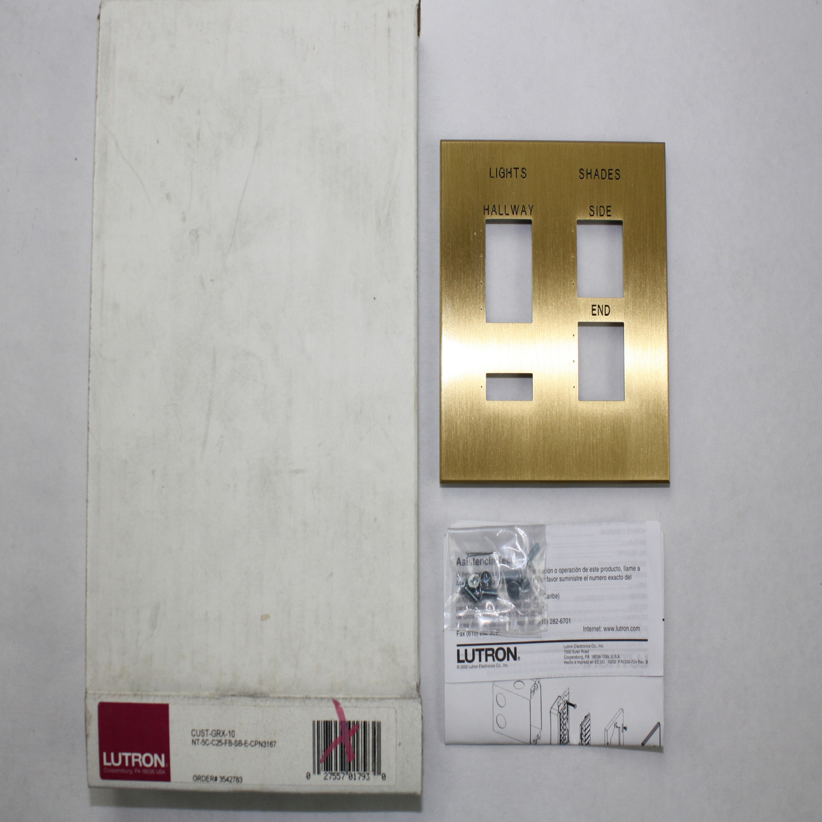 LUTRON NT-5C-C25-FB-SB-E SATIN BRASS NOVA T ENGRAVED MULTI-GANG ...