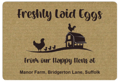 Large Personalised Kraft Style Egg Box Stickers Freshly Laid Eggs ...