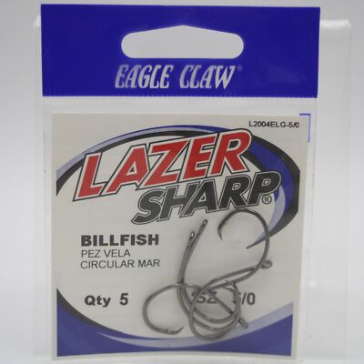 Eagle Claw Lazer Sharp L2004ELG Billfish Circle Sea Fish Hooks Size 5/0 ...