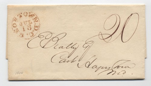 1824 Georgetown DC red CDS stampless folded letter [k.259] | eBay