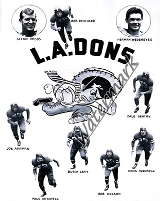 NFL AAFC 1947 Los Angeles Dons Team Members Black & White 8 X 10 Photo ...